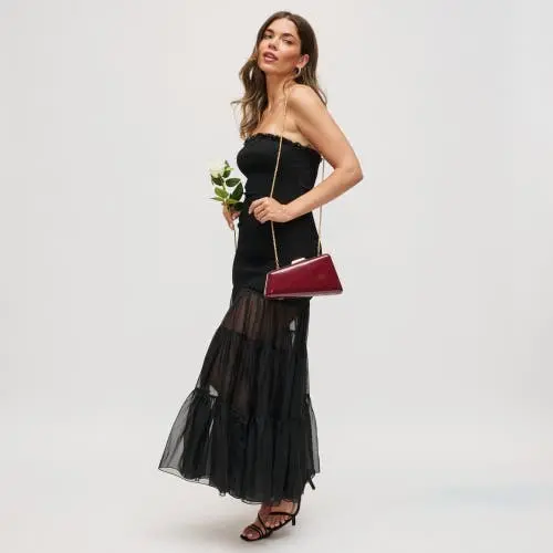 URBAN EXPRESSIONS Irene Patent Asymmetrical Evening Bag - Red