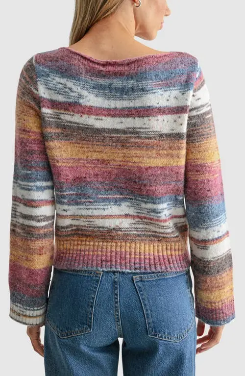 ALL IN FAVOR Striped Boat Neck Sweater - Brown Berry