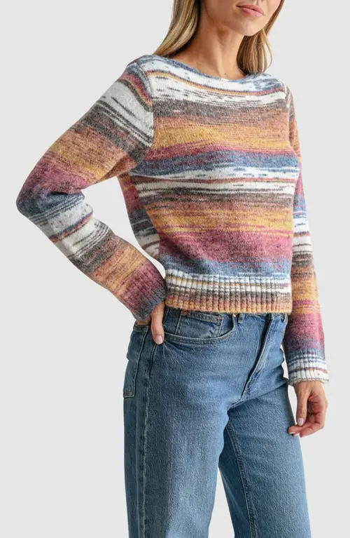 ALL IN FAVOR Striped Boat Neck Sweater - Brown Berry