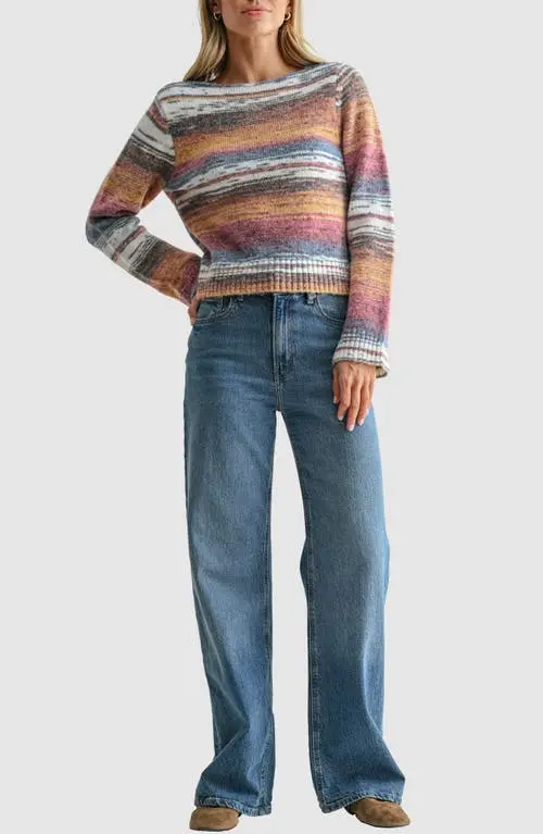ALL IN FAVOR Striped Boat Neck Sweater - Brown Berry