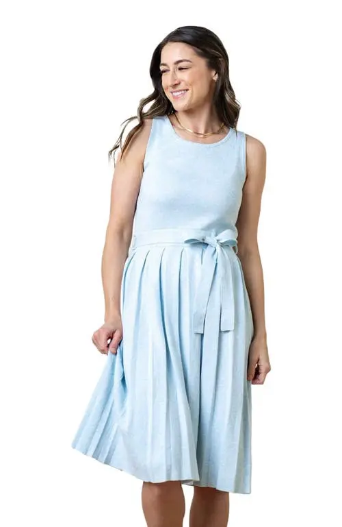 HOPE & HENRY Organic Pleated Sweater Knit Midi Dress