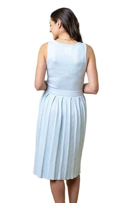 HOPE & HENRY Organic Pleated Sweater Knit Midi Dress