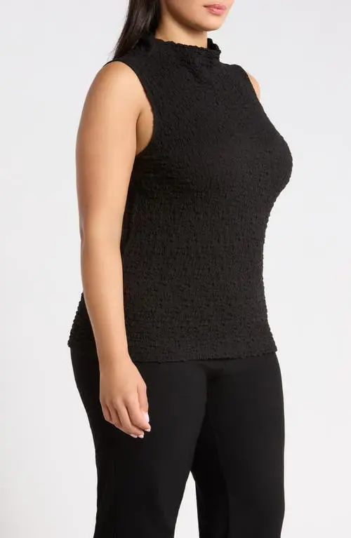 Eileen Fisher Textured Organic Cotton Blend Tank - Black