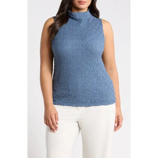 Eileen Fisher Textured Organic Cotton Blend Tank - Cold Spray