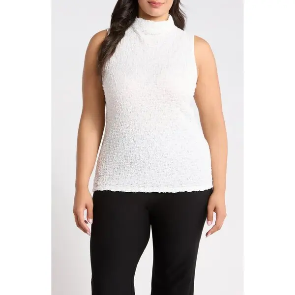 Eileen Fisher Textured Organic Cotton Blend Tank - Ivory