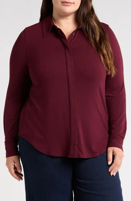 Universal Standard Elbe Button-up Shirt - Black Cherry