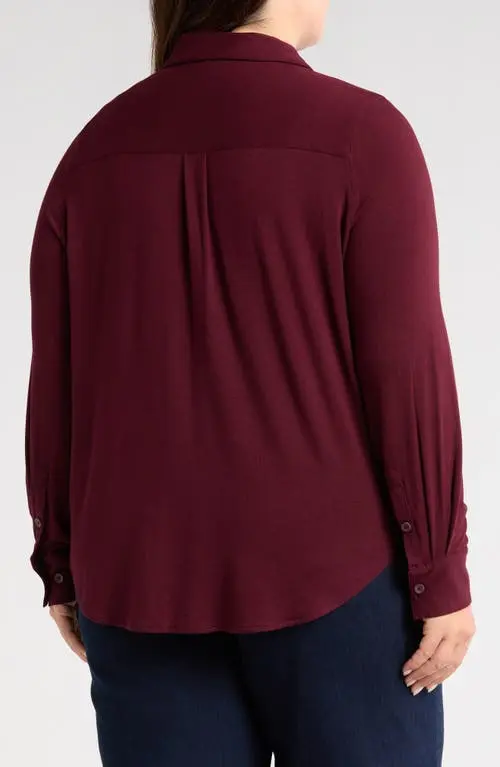 Universal Standard Elbe Button-up Shirt - Black Cherry