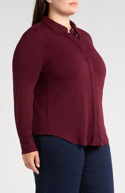 Universal Standard Elbe Button-up Shirt - Black Cherry