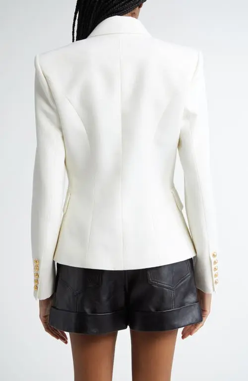 Balmain Double-breasted Grain De Poudre Blazer - White