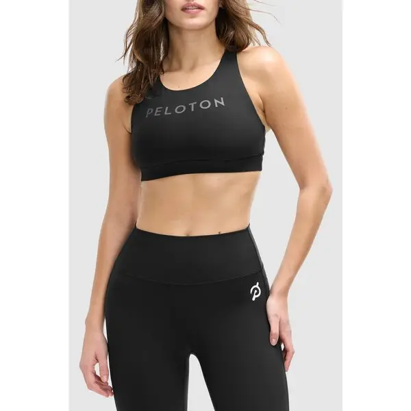 PELOTON Cadent Mid Neck V Strap Bra - Jet Black