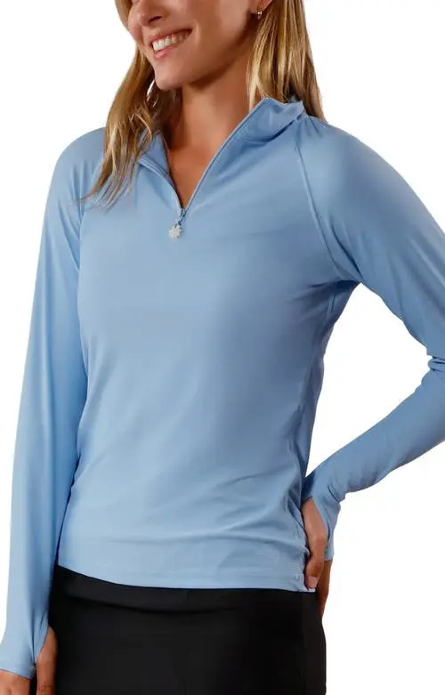 UV SKINZ Long Sleeve Quarter Zip Sun & Swim Shirt - Clear Sky
