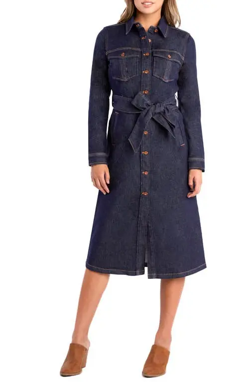 WASH LAB DENIM Allura Long Sleeve Midi Shirtdress - Allura Blue