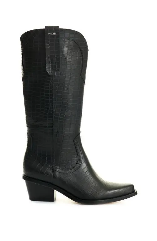 VELEZ Embossed Leather Mid-calf Boots