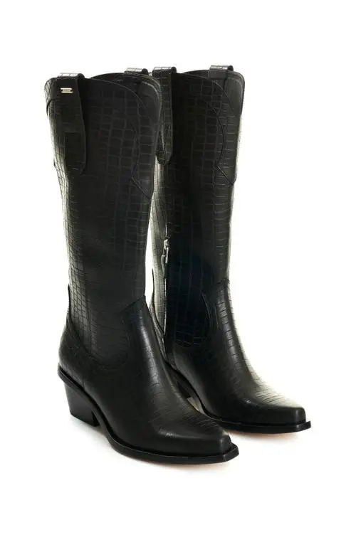 VELEZ Embossed Leather Mid-calf Boots