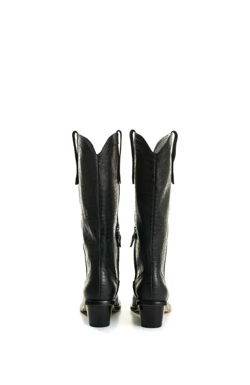 VELEZ Embossed Leather Mid-calf Boots