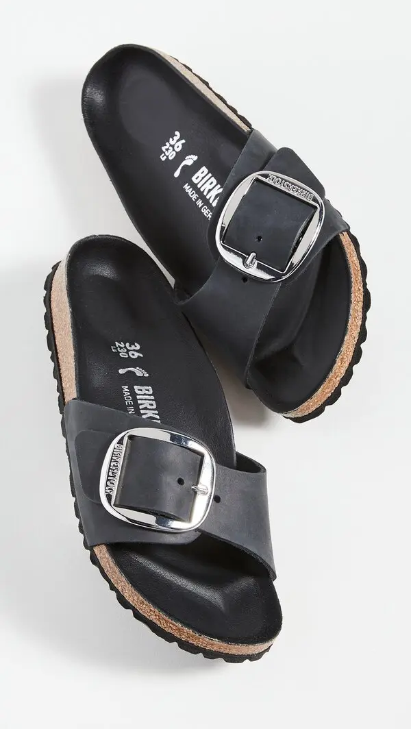BIRKENSTOCK Madrid Big Buckle Sandals - Black