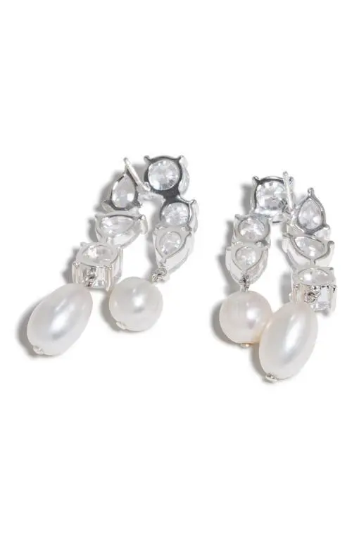 Completedworks Cubic Zirconia & Freshwater Pearl Drop Earrings - Silver Plated