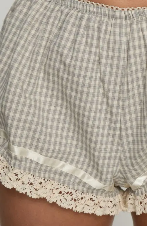 Princess Polly Rhubarb Gingham Lace-trimmed Shorts