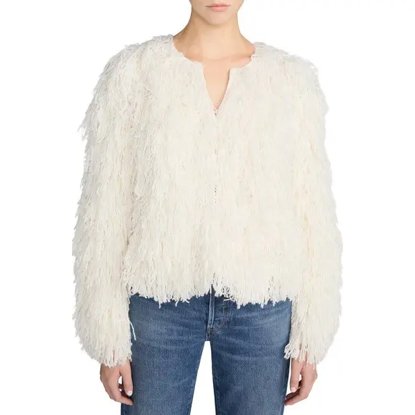 FRAME The Fringe Sweater Jacket - Ecru