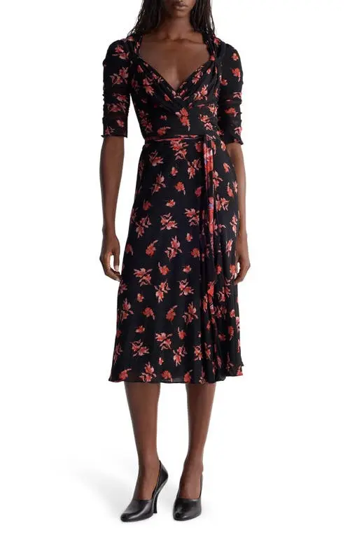 Diane Von Furstenberg Carmen Floral Mesh Midi Dress
