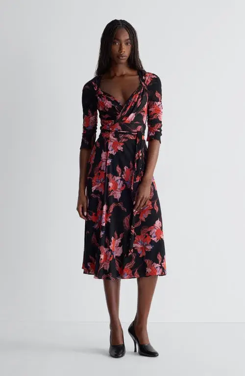 Diane Von Furstenberg Carmen Floral Mesh Midi Dress