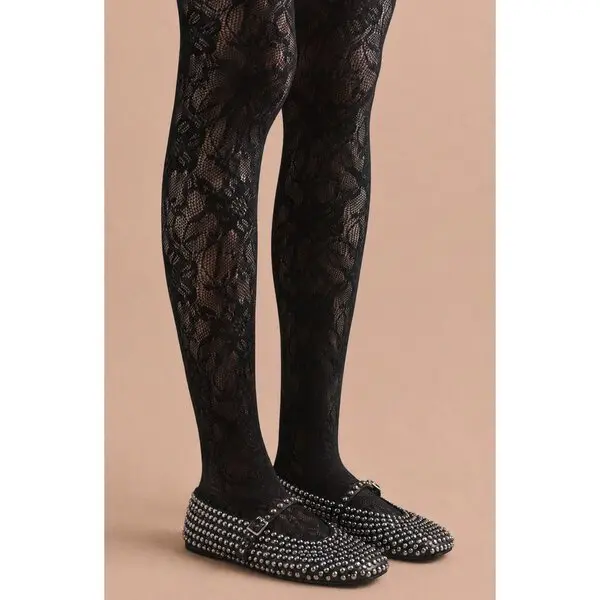PETIT MOMENTS Stretch Lace Tights - Black