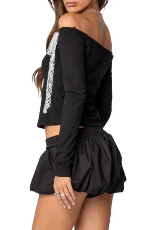 EDIKTED Lace Bow Off-the-shoulder Top