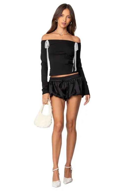 EDIKTED Lace Bow Off-the-shoulder Top