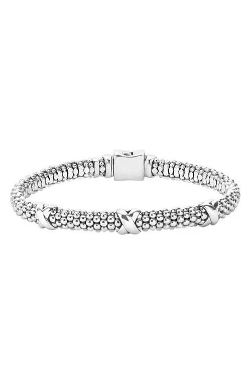 Lagos Three-station Caviar Beaded Bracelet - Sterling Silver