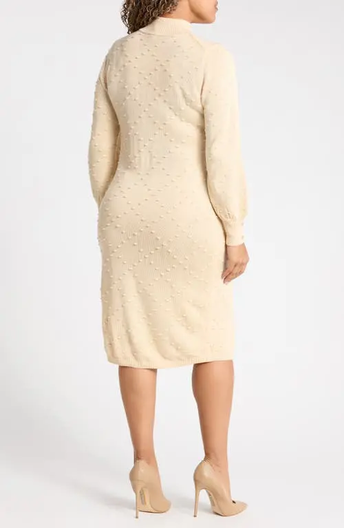 Anne Klein Textured Bobble Stitch Mock Neck Sweater Dress
