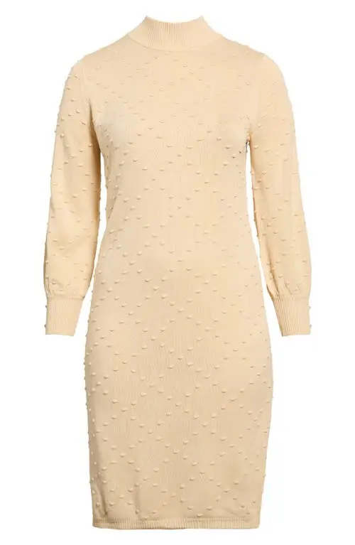 Anne Klein Textured Bobble Stitch Mock Neck Sweater Dress