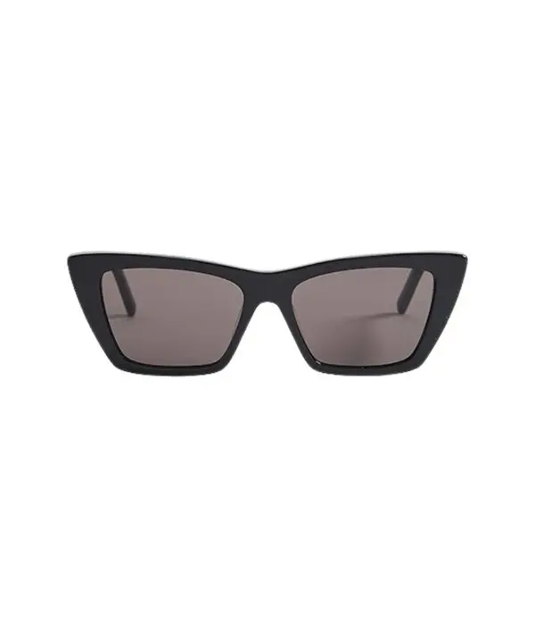 Saint Laurent Narrow Cat Eye Sunglasses - Shiny Black/grey Green