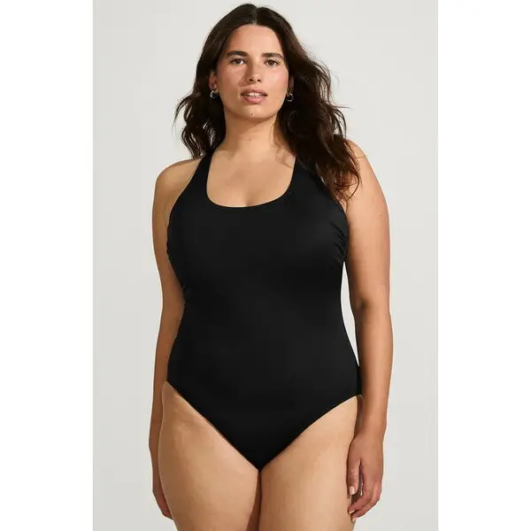 LANDS' END Tugless X-back One Piece Swimsuit - Black