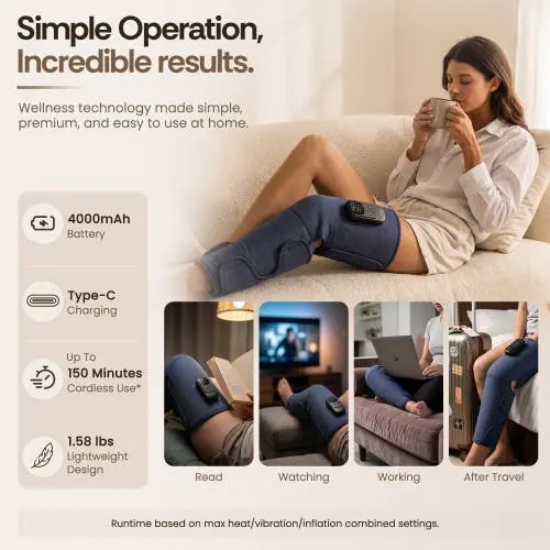 MIKO Rhythm Leg & Calf Air Compression Massager With Heat