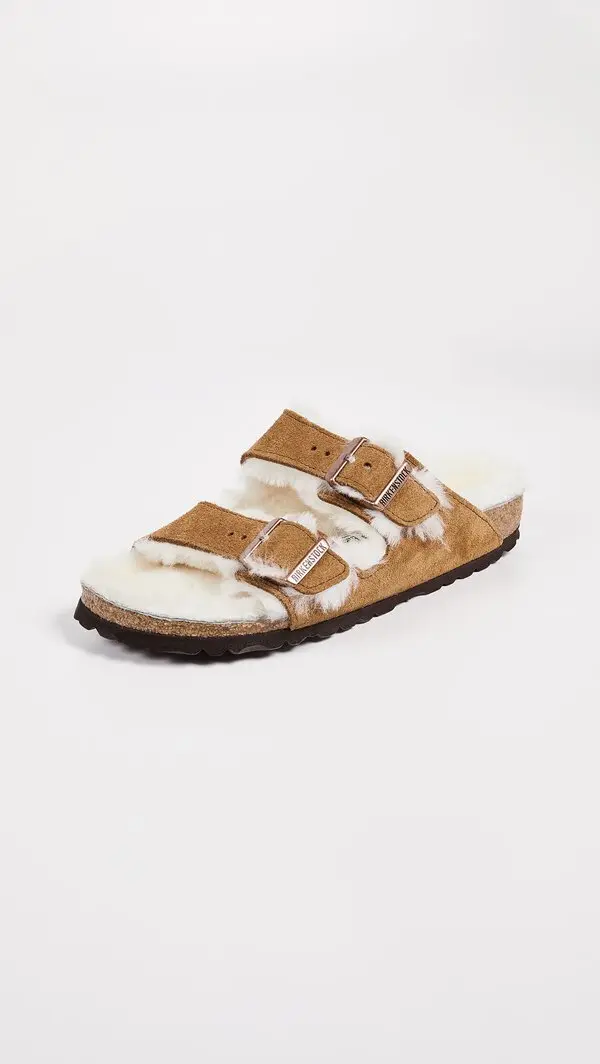 BIRKENSTOCK Arizona Shearling Sandals - Mink