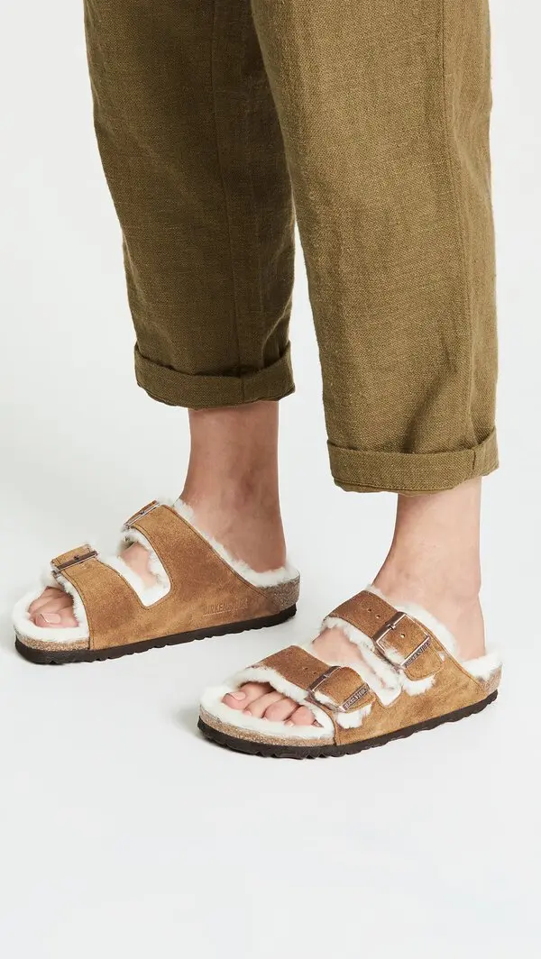 BIRKENSTOCK Arizona Shearling Sandals - Mink