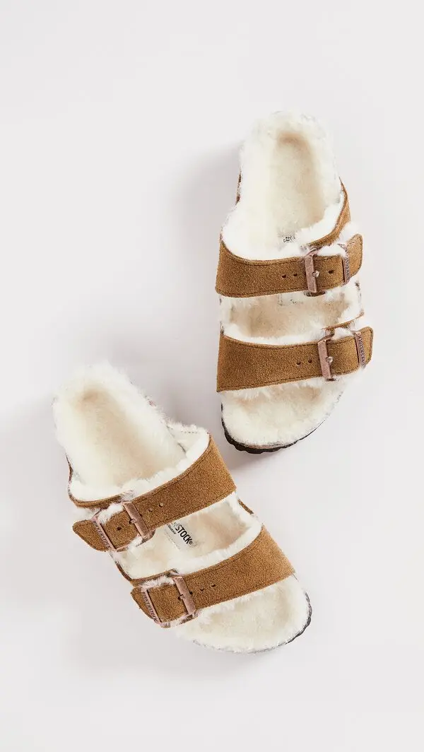 BIRKENSTOCK Arizona Shearling Sandals - Mink