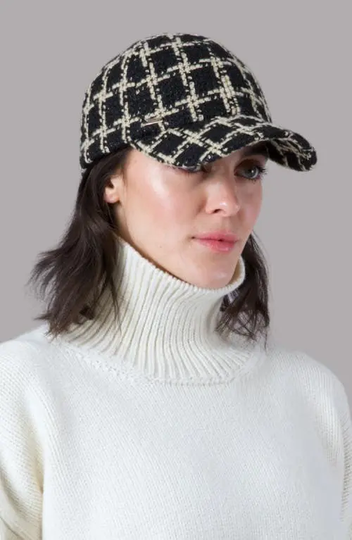 Eugenia Kim Windowpane Tweed Baseball Cap - Black/beige