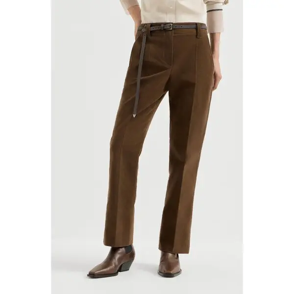 Brunello Cucinelli Stretch Cotton Moleskin Cigarette Trousers