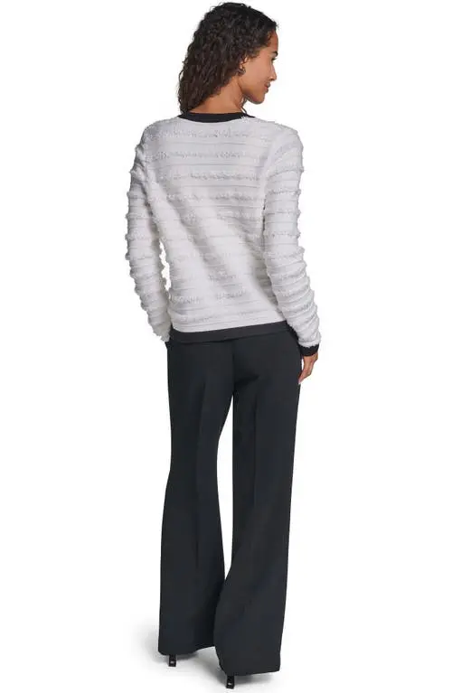 Karl Lagerfeld Paris Imitation Pearl Fringe Cardigan