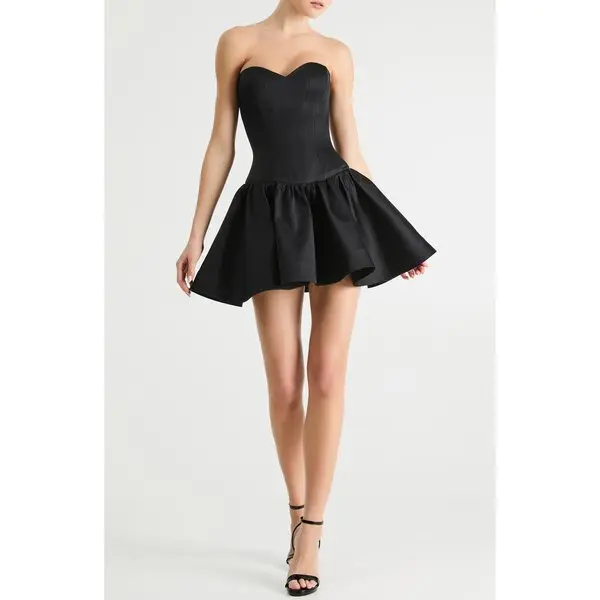 HELSI Strapless Cocktail Mini Dress - Black