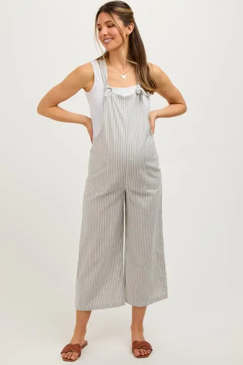 PINKBLUSH Striped Linen Overalls