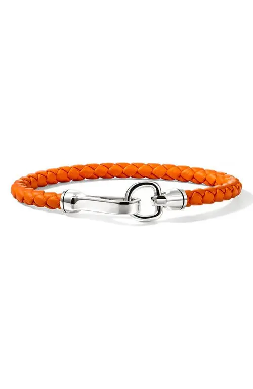 John Hardy Braided Leather Hook Clasp Bracelet - Orange