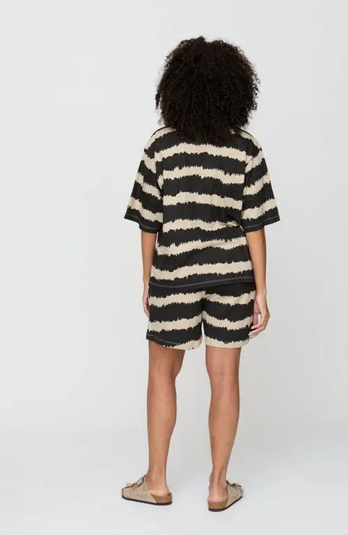 TURTLEDOVE LONDON Organic Cotton Audrey Printed Shorts - Black Stripes