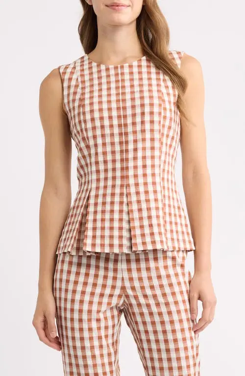 TAHARI ASL Gingham Sleeveless Peplum Top
