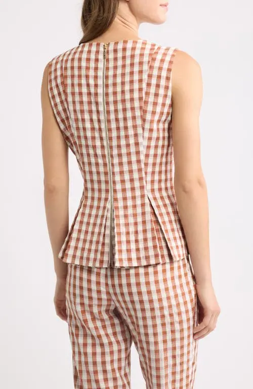 TAHARI ASL Gingham Sleeveless Peplum Top