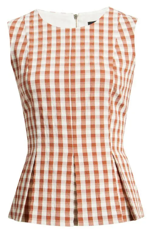 TAHARI ASL Gingham Sleeveless Peplum Top
