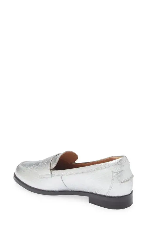 FRANKIE4 Classic Leather Penny Loafers - Silver Tumbled