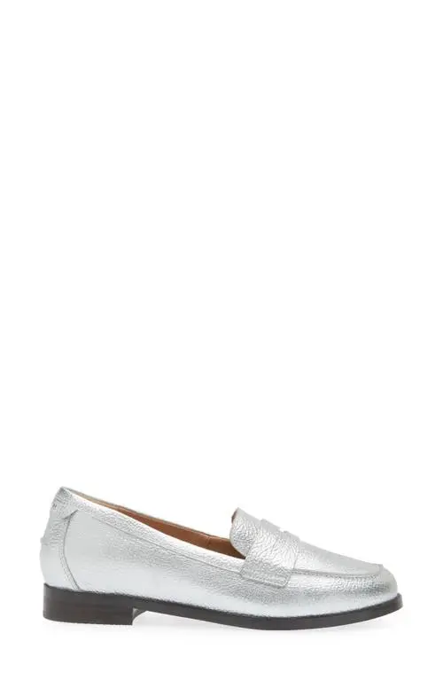 FRANKIE4 Classic Leather Penny Loafers - Silver Tumbled