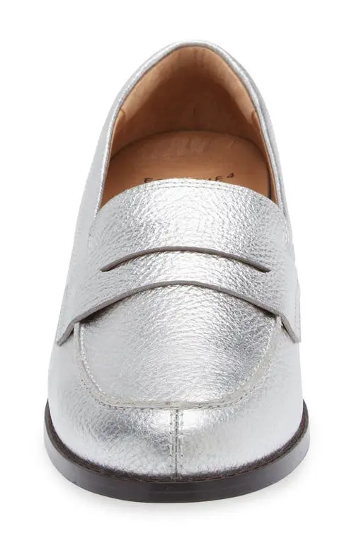 FRANKIE4 Classic Leather Penny Loafers - Silver Tumbled